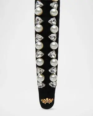 Lele Sadoughi Charlotte Crystal And Faux Pearl Headband - Jet