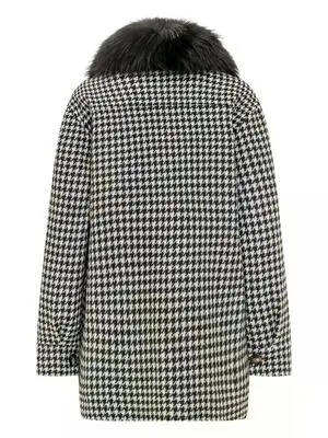 AVA ADORE Houndstooth Coat With Fur Collar