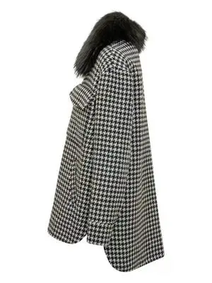 AVA ADORE Houndstooth Coat With Fur Collar
