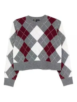 Maje Argyle-print Sweater - Grey