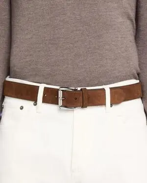 Ralph Lauren Purple Label Suede Roller-buckle Belt - Brown