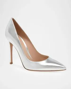 GIANVITO ROSSI 105mm Gianvito Leather Pumps Silver