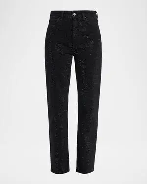 Paige Stevie Embellished Straight Ankle Jeans - Interstell