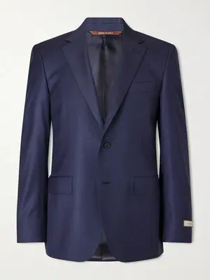Canali Puppytooth Wool Suit Jacket - Blue