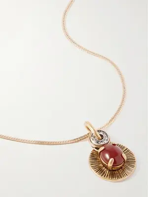 Maison Mayle Soli Bon Gold-plated Carnelian And Crystal Necklace - Red