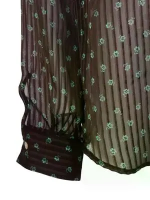 MAZZARELLI Striped Floral Shirt - Brown