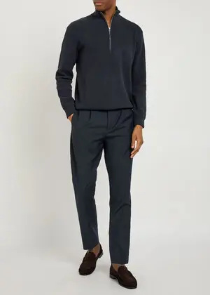 Nn07 Ribbed Half-zip Knit Jumper - Navy