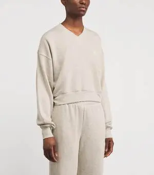 Eterne Cotton French Terry Cropped Sweatshirt - Beige
