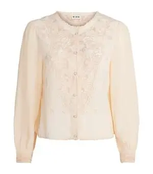 Rixo Silk Embroidered Blouse