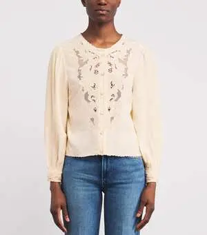 Rixo Silk Embroidered Blouse