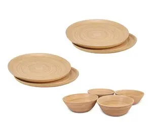 LEXA BY JOYCE CHEN Lexa Bamboo 8 Piece Plate & Salad Bowl Set - One-color
