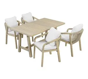TEAMSON Outdoor 5 Piece Eucalyptus Dining Et - One-color