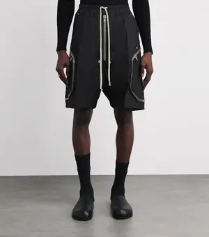 Rick Owens Cotton Heizer Belas Cargo Shorts - Black