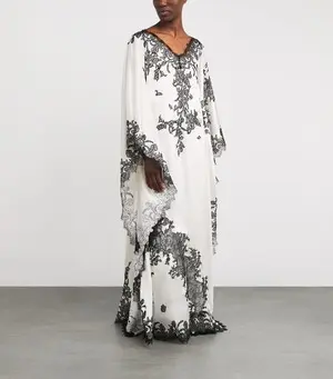 TORLOWEI Silk Kaftan With Lace Trim