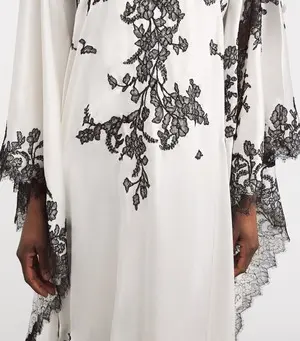 TORLOWEI Silk Kaftan With Lace Trim