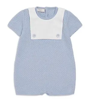 PAZ RODRIGUEZ Cotton Knitted Espuma Playsuit - Blue
