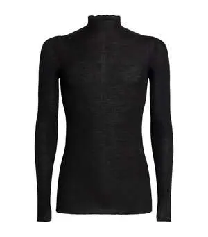 Rick Owens Virgin Wool Ribbed Lupetto Sweater - Black