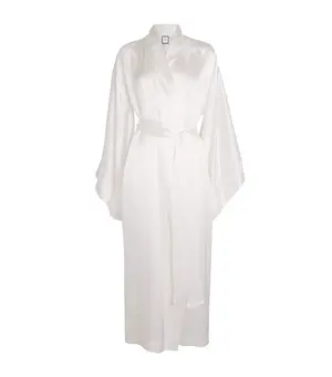 TORLOWEI Silk Maxi Kimono Robe - White
