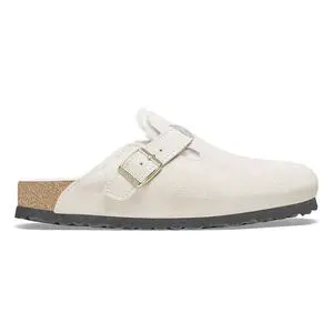 BIRKENSTOCK Boston Shearling Suede Clogs - Antique White