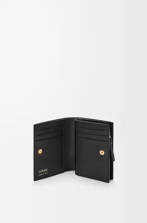 Loewe Duet Compact Wallet In Smooth And Grained Leather Skin - Black