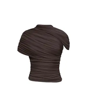 HEIRESS BEVERLY HILLS Draped Shoulder Top - Brown