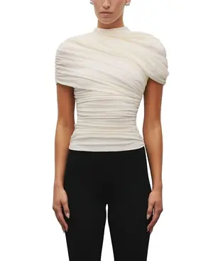HEIRESS BEVERLY HILLS Draped Shoulder Top - Ivory