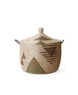 MBARE Dou Lid Storage Basket Graphic Print Low Storage - Black And White