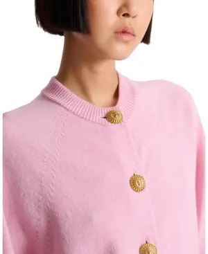 Balmain Buttoned Eco-cashmere Cardigan - Pink