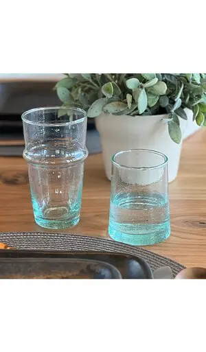 VERVE CULTURE Moroccan Beldi Glassware Set Of 6 In White