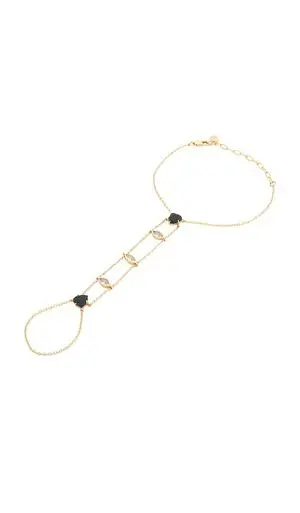 Ettika Solstice Hand Chain - Black Stone & Gold