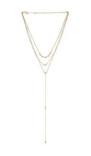 Ettika Molten Layered Lariat Necklace - Clear Crystal & Gold