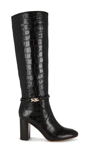 LOEFFLER RANDALL Goldy Knee High Boot - Ebony Croc Leather