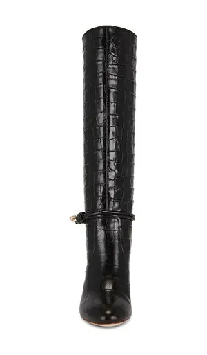 LOEFFLER RANDALL Goldy Knee High Boot - Ebony Croc Leather
