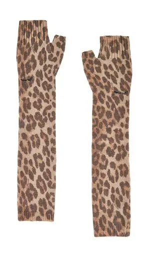 GANNI Graphic Wool Knit Sleeve Warmers - Almond Milk