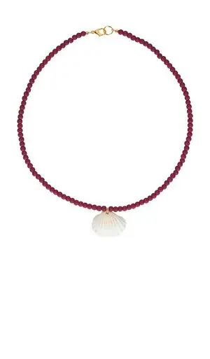 CASA CLARA Hallie Beaded Necklace With Seashell - Red Rose