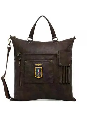 AERONAUTICA MILITARE Appliqué-detailed Laptop Bag - Brown
