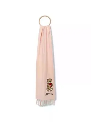 Moschino Teddy Bear Fringed Scarf - Pink