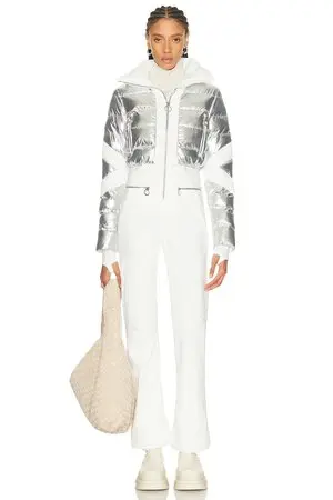 Fusalp Clarisse Ski Suit In Metallic Silver,white