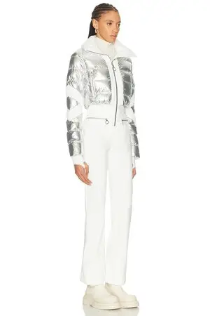 Fusalp Clarisse Ski Suit In Metallic Silver,white