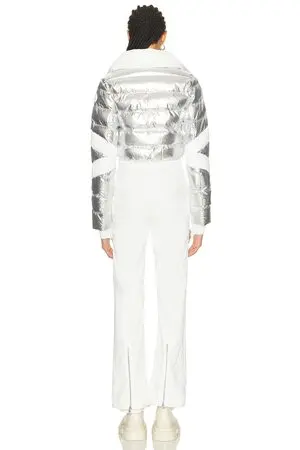 Fusalp Clarisse Ski Suit In Metallic Silver,white