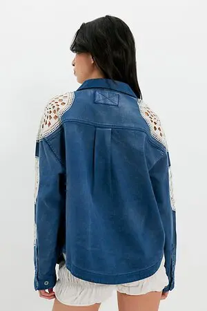Free People We The Free Washed & Crafted Crochet Polo