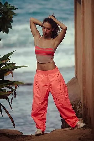 Free People Slouchy Barrel Pants - Neon Coral