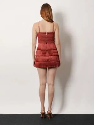 PatBO Asymmetrical Fringe Top - Brown