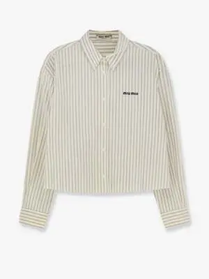 Miu Miu Striped Cotton Cropped Shirt