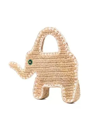 SIMONMILLER Elephant-motif Raffia Tote