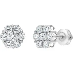 LUVMYJEWELRY 0.38 Ctw Lab Grown Diamond Cluster Stud Earrings - 14k White Gold