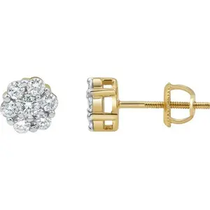 LUVMYJEWELRY 0.38 Ctw Lab Grown Diamond Cluster Stud Earrings - 14k Yellow Gold
