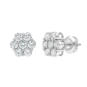 LUVMYJEWELRY 1.5 Ctw Lab Grown Diamond Cluster Stud Earrings - 14k White Gold