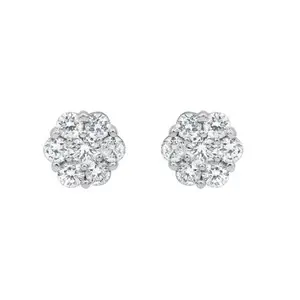 LUVMYJEWELRY 0.75 Ctw Lab Grown Diamond Cluster Stud Earrings - 14k White Gold