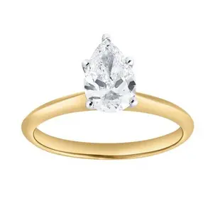 LUVMYJEWELRY Jana Pear Lab Grown Diamond Solitaire Engagement Ring - 14k Yellow Gold